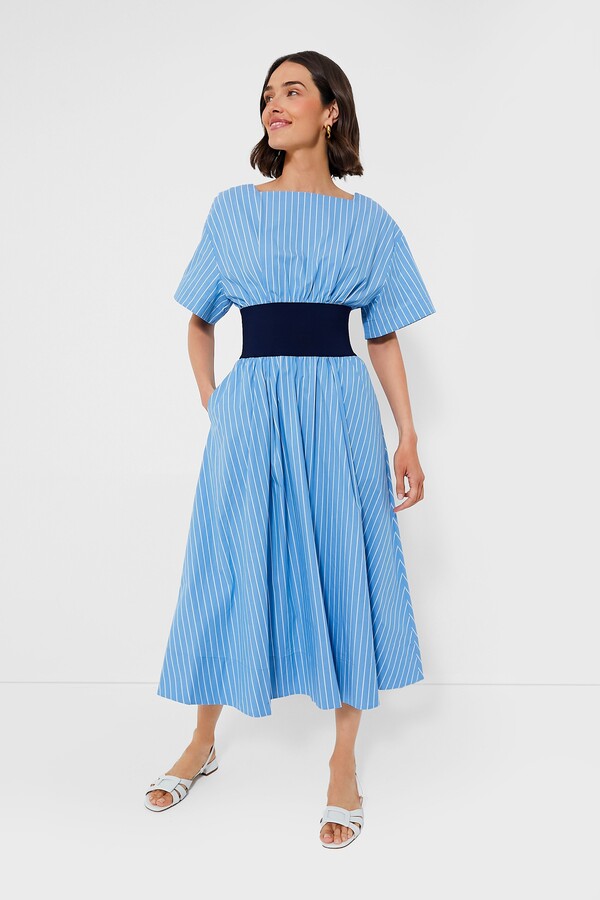 STAUD Azure Pinstripe Amy Dress - ShopStyle