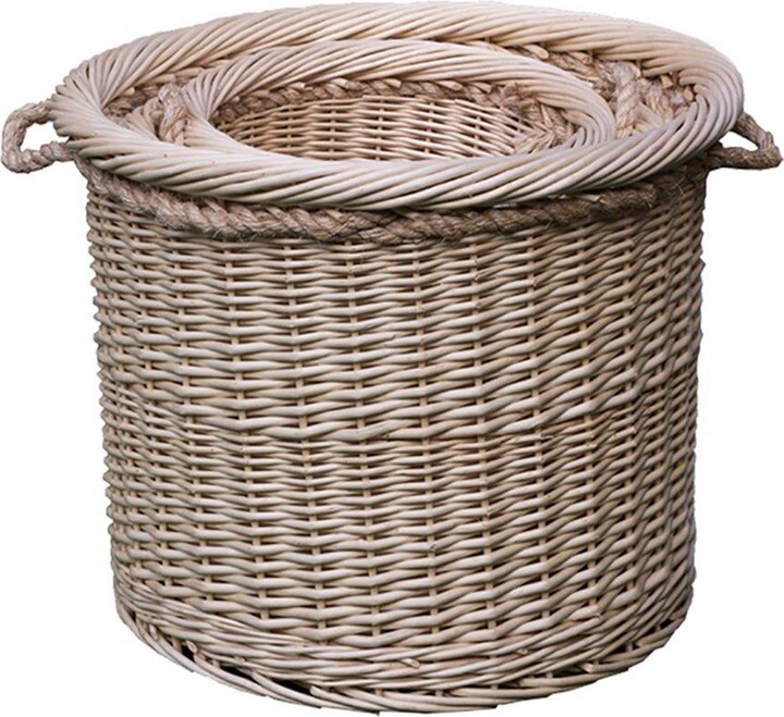 Red Hamper Wicker Set of 3 Deluxe Rope Handled Log Baskets - ShopStyle