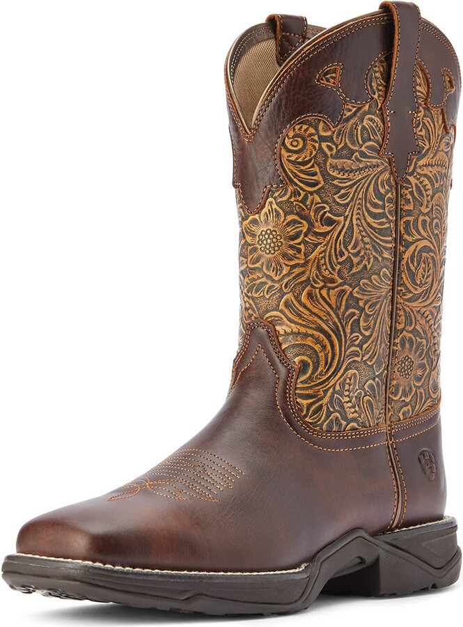 Ariat Womens Anthem Savanna Western Boot Rich Clay/Brown Floral Emboss ...