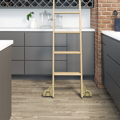 Quiet Glide Maple 8.92' 8-Step Wood Rolling Sunburst Wheel Ladder ...