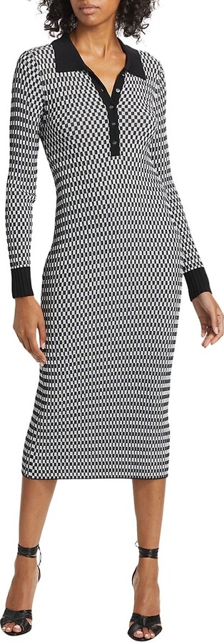 Elie Tahari The Erin Checkerboard Knit Body-Con Dress - ShopStyle