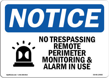 SignMission No Trespassing Remote Perimeter Sign with Symbol ...