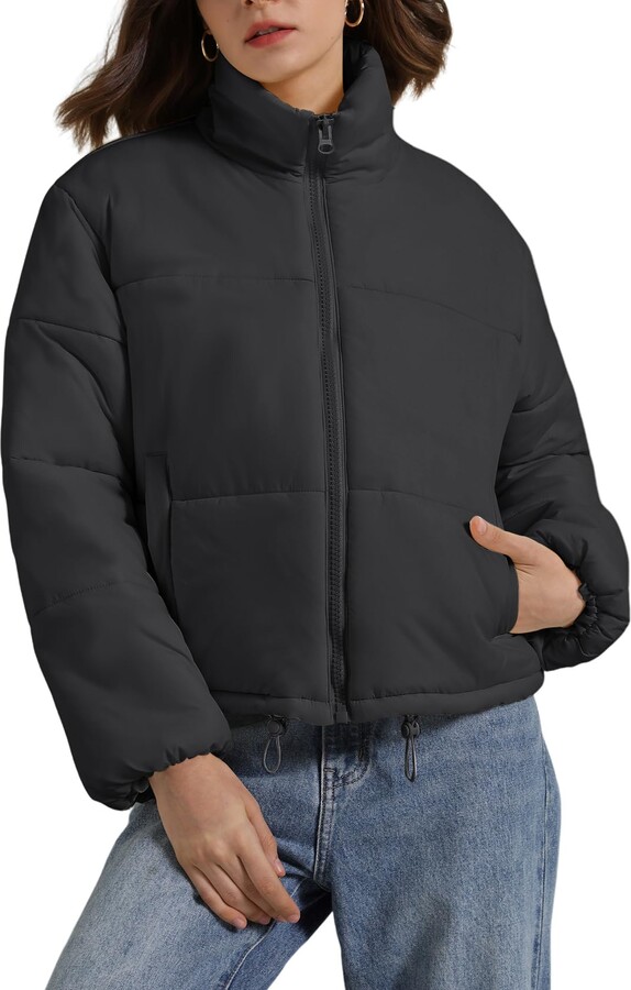 Wyeysyt Women Cropped Puffer Jacket Quilted Lightweight Winter Jackets ...