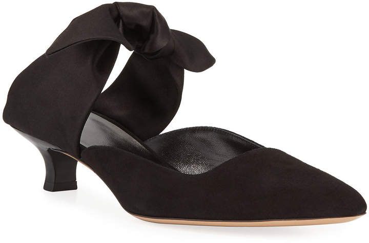 The Row Coco Suede & Satin Mule Pump - ShopStyle