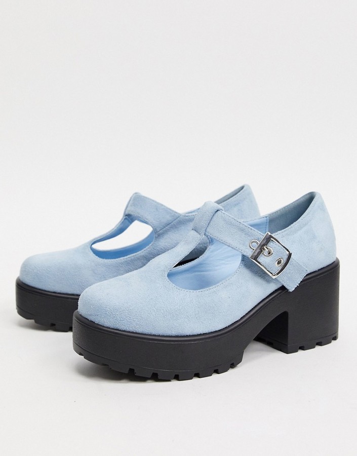 Koi Footwear Sai vegan mary jane heeled shoe in blue - ShopStyle Heels