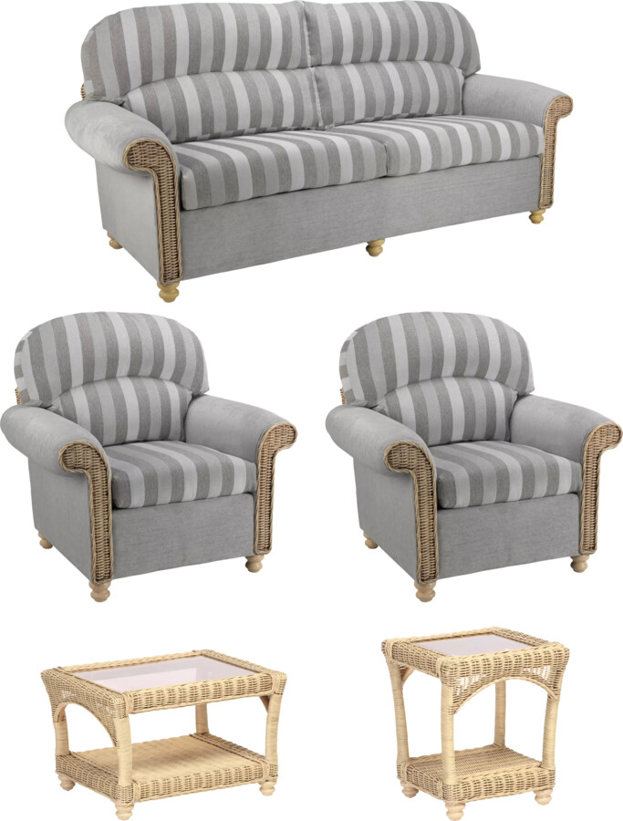 Desser Samford Taditional Rattan 5-Seater Lounging Table & Chairs Set ...