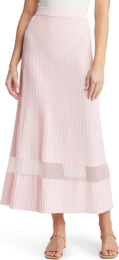 Misook Sheer Detail Rib Knit Skirt - ShopStyle