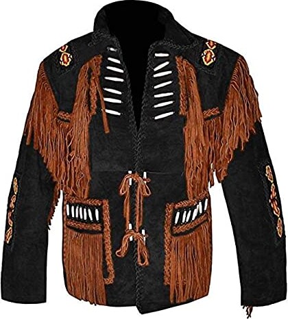 Generic Western Cowboy Leather Jacket for Men Fringed and Suede Beaded ...