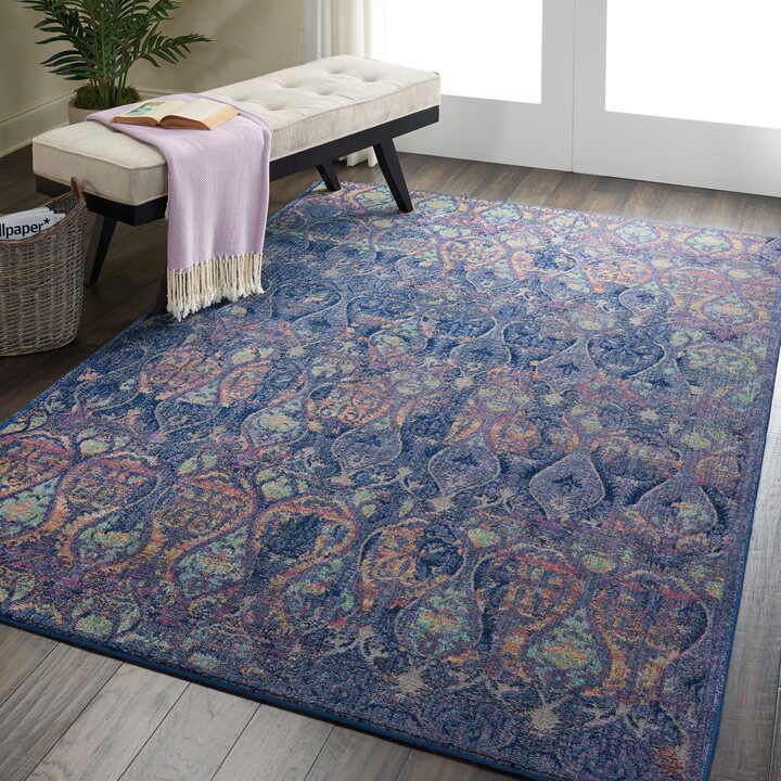 Dunelm Ankara Global 8 Rug Navy - ShopStyle
