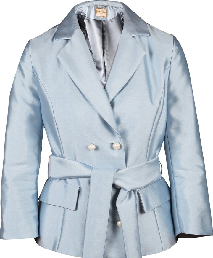 Santinni - 'Grace' 100% Wool & Silk Blazer In Blu - ShopStyle