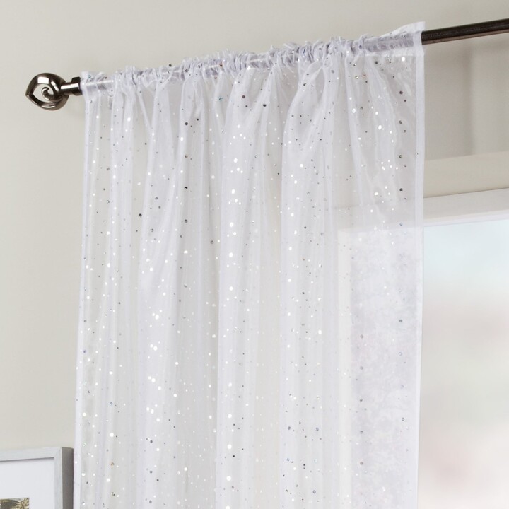 Dunelm White Sparkle Single Slot Top Voile Panel White - ShopStyle Curtains