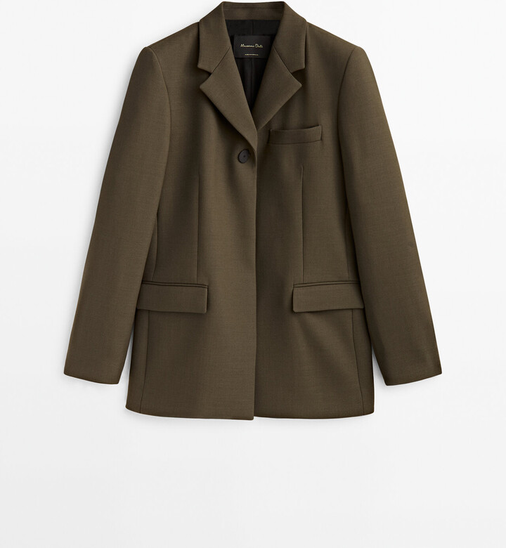 Massimo Dutti High Button Suit Blazer - ShopStyle