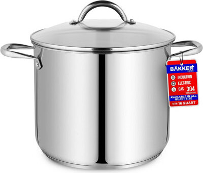 Lifemaster Bakken-Swiss Deluxe 16-Quart Stainless Steel Stockpot w ...