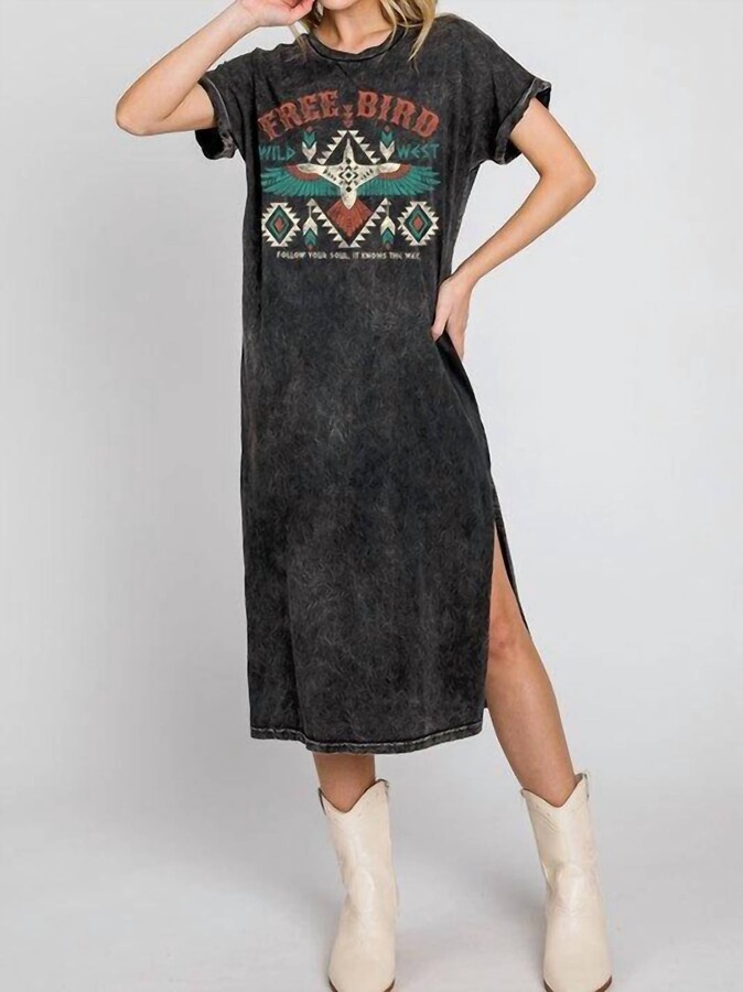 Hrt & Luv Free Bird Mineral Dress In Black - ShopStyle
