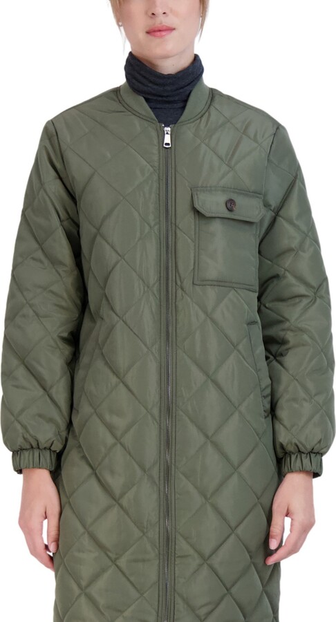 Sebby Collection Women's Long Diamond Quilt Jacket - ShopStyle