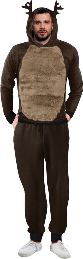 FGUUTYM Terry Cloth Pyjamas for Men Fun Christmas Reindeer Pyjamas ...