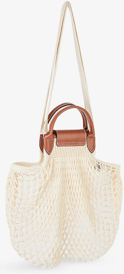 Longchamp Le Pliage Filet cotton top-handle bag - ShopStyle