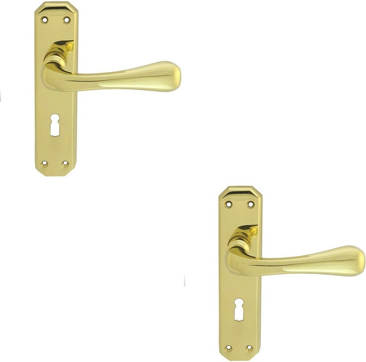 Loops 2x PAIR Heavy Duty Handle on Angular Lock Backplate 180 x 40mm ...