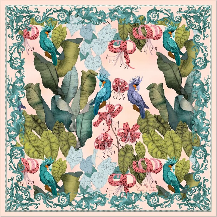 Ilona Tambor - Silk Scarf The Tropical Paradise Powder Pink - ShopStyle ...
