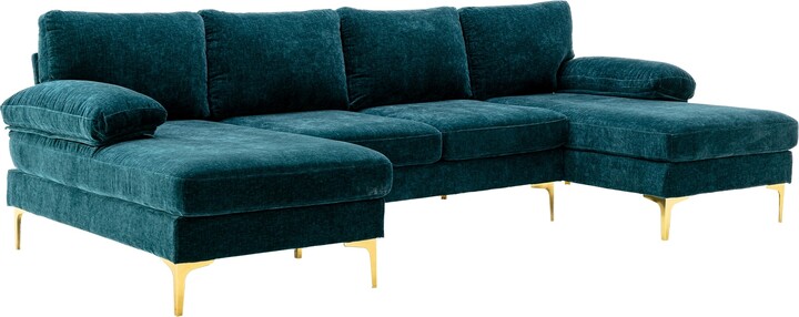 GREATPLANINC 110 inch Chenille Fabric Modular Sectional Sofa Couch with ...