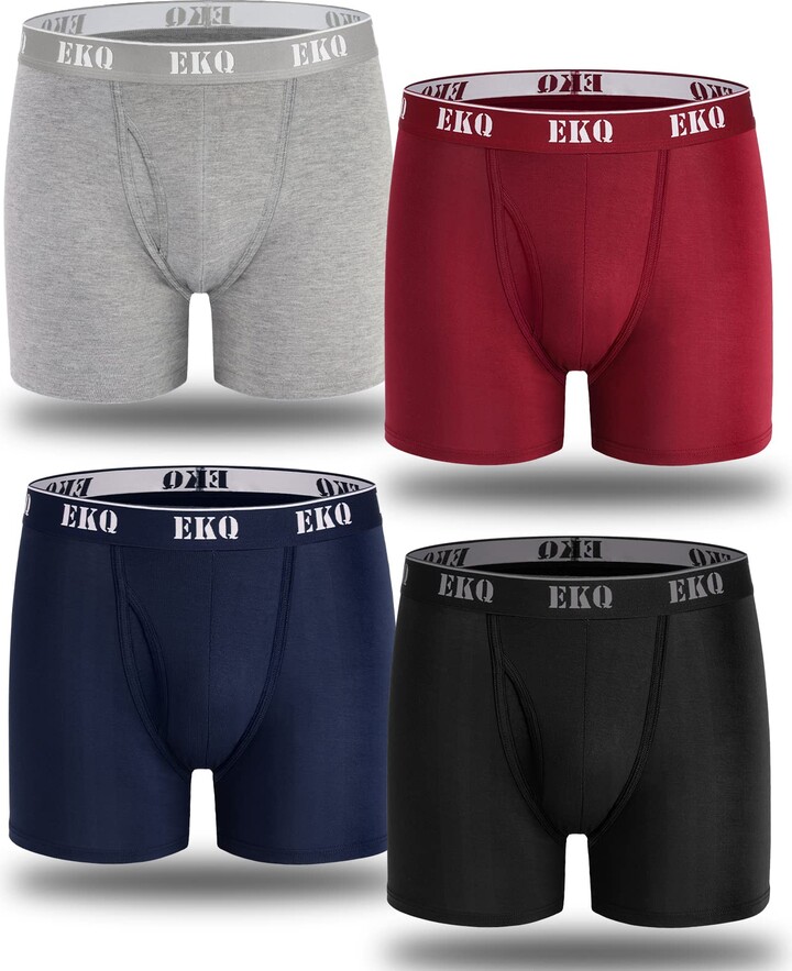 EKQ Bamboo Mens Boxer Shorts Multipack 4 Pack Breathable Mens Underwear ...