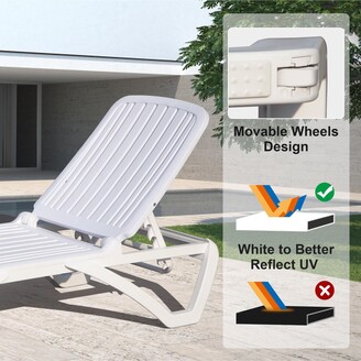 Simplie Fun Outdoor Chaise Lounge, Pool Lounge Chair Plastic Adjustable ...