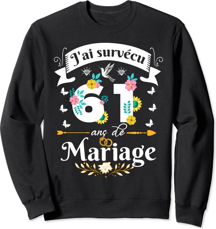 Idée Cadeau Anniversaire De Mariage Pour Couple J'ai Survécu 61 Ans de ...