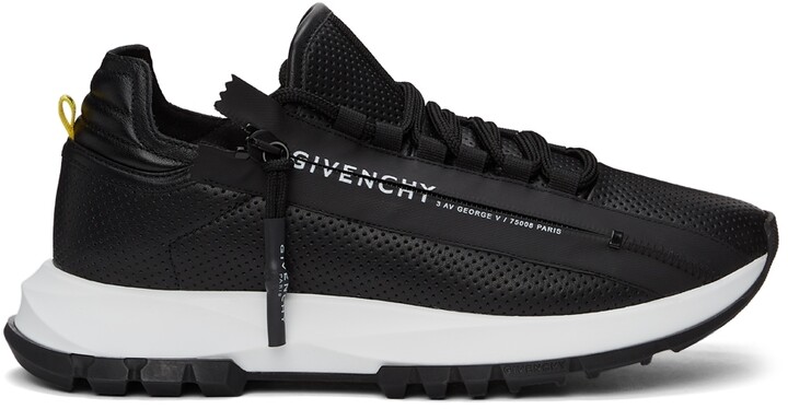Givenchy Black Perforated Leather Spectre Runner Zip Low Sneakers ...