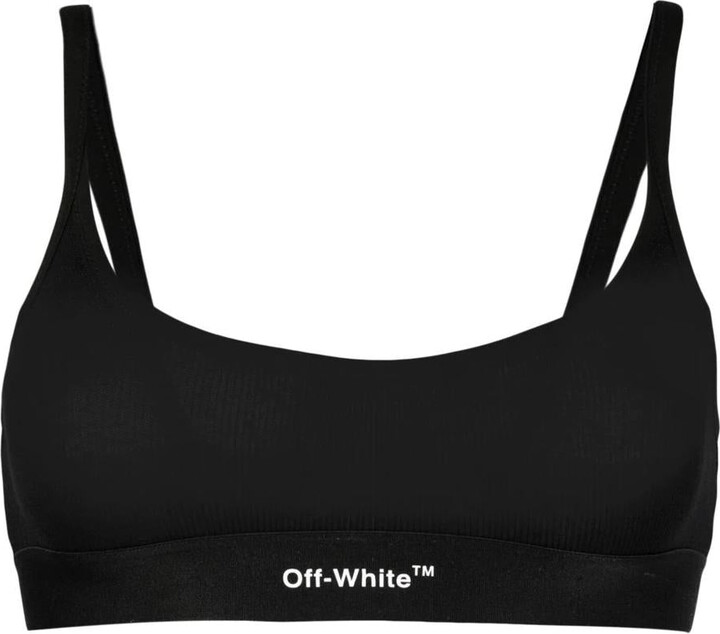 Off-White Basic Ribbed Bra With Helvetica Logo - ShopStyle