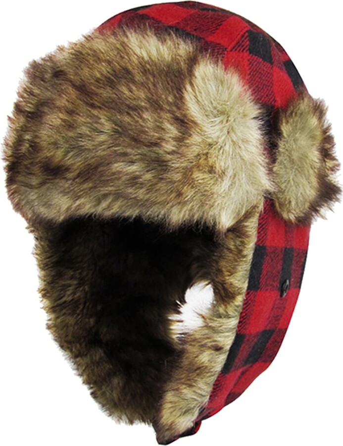 KBETHOS KBW-604 RED-BLK Buffalo Plaid Aviator Trooper Trapper Hat ...