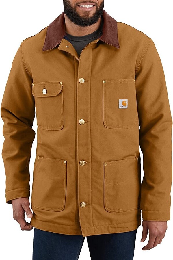 Carhartt Men's Big & Tall Duck Chore Coat Blanket Lined C001 Work Utility Outerwear - ShopStyle