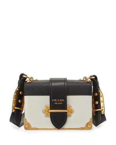 Prada Cahier Notebook Shoulder Bag, White/Black (Bianco/Nero) - ShopStyle