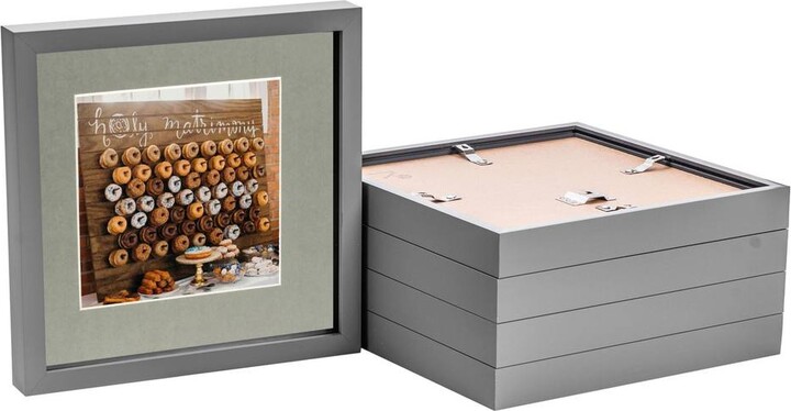 Nicola Spring 3D Box Photo Frames - 10 x 10" with 6 x 6" Mount - White ...