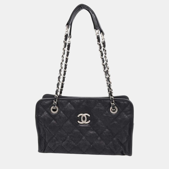 Chanel French Riviera Chain Tote Black Caviar Leather - ShopStyle