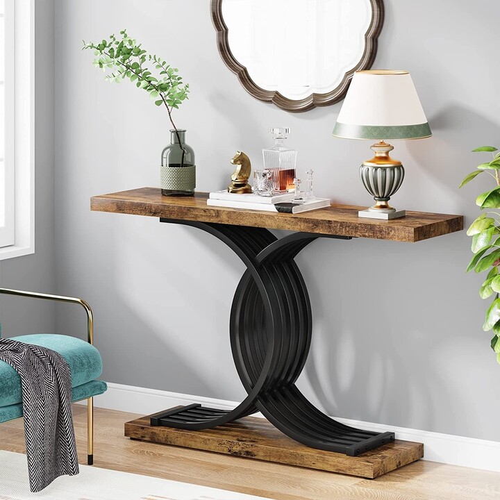 Farfarview 40" Modern Console Table, Faux Marble Entryway Hallway Table ...