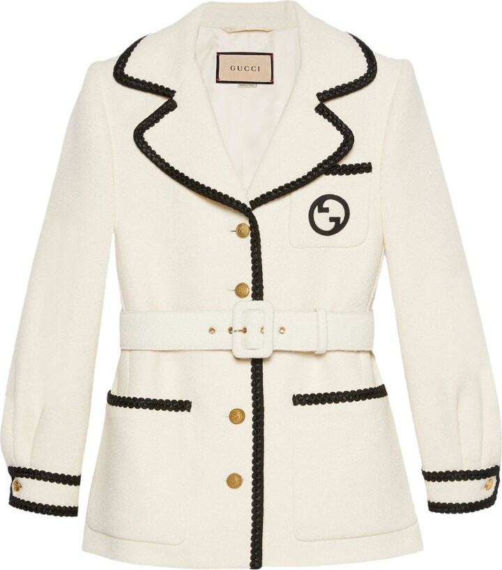 Gucci Logo-Embroidered Gingham Tweed Jacket - ShopStyle