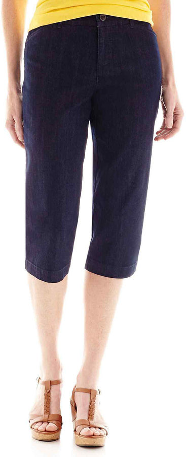 JCPenney St. John's Bay Secretly Slender Twill Cropped Pants - ShopStyle