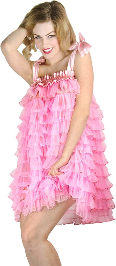 Stella Rivera Sexy Women's Tiered Ruffle Mesh Layer Dress Pin up Retro Dress Pink - ShopStyle