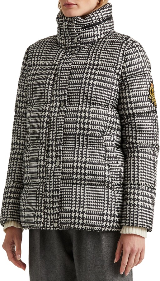 Lauren Ralph Lauren Houndstooth Check Puffer Coat - ShopStyle