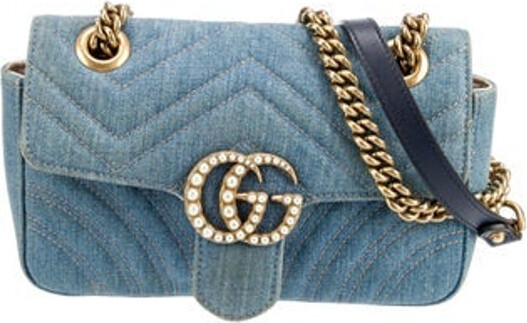 Gucci Mini Denim GG Marmont Matelassé Pearly Bag - ShopStyle