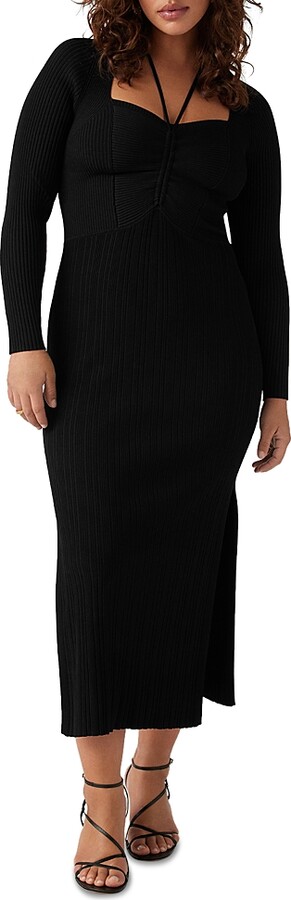 BA&SH ba & sh Edora Ribbed Midi Dress - ShopStyle
