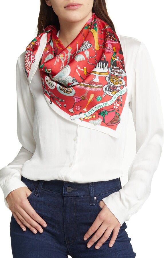 Kate Spade Party Table Square Silk Scarf - ShopStyle Scarves & Wraps