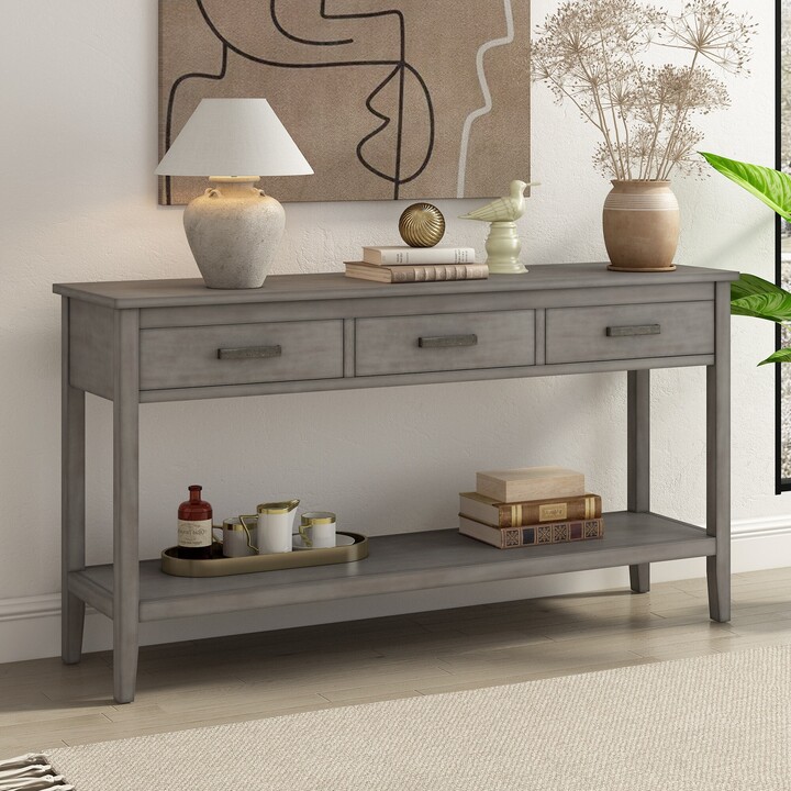 GREATPLANINC 59" Living Room Console Table with 3-Drawer & 1 Shelf ...