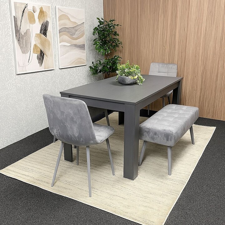 KOSY KOALA Dining Table and 4 Chairs With 2 Benches Dark Grey Table 2 ...