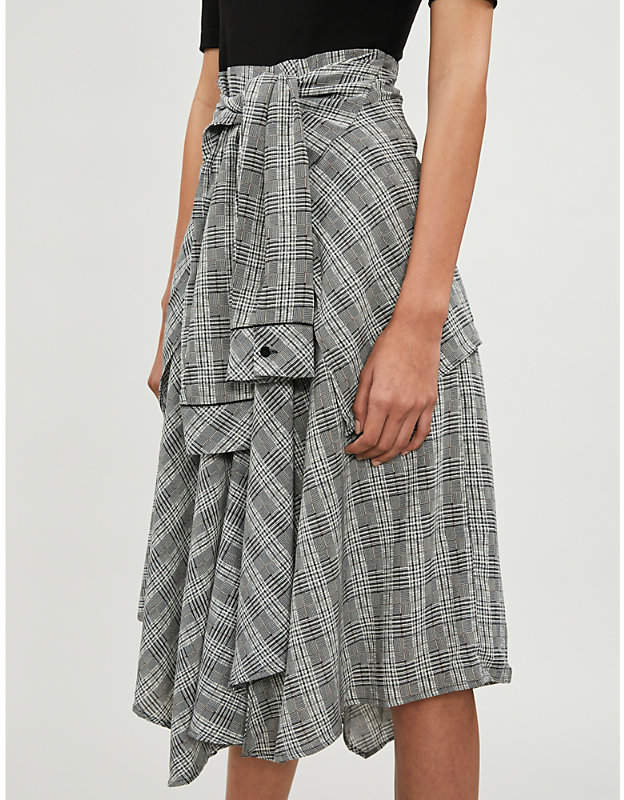 Maje Rapri checked-skirt stretch-jersey and crepe midi dress - ShopStyle