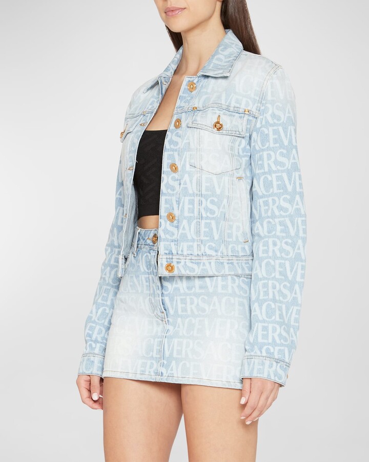 Versace Logo-Print Denim Jacket - ShopStyle
