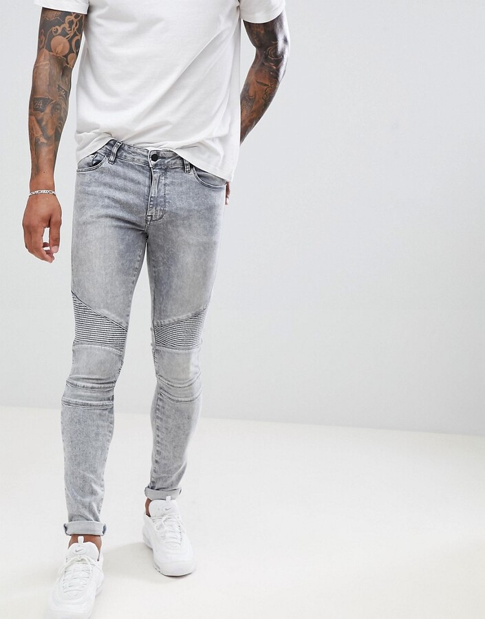 ASOS DESIGN extreme super skinny biker in acid wash gray - ShopStyle