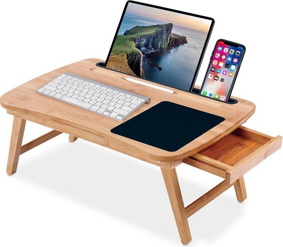 Sofia + Sam BirdRock Home Curved Lap Tray with Storage Drawer & Mouse Pad - Natural - ShopStyle