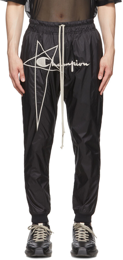 Rick Owens Black Champion Edition Nylon Track Pants - ShopStyle