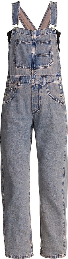 Free People Ziggy Acid-Washed Denim Tapered Overalls - ShopStyle